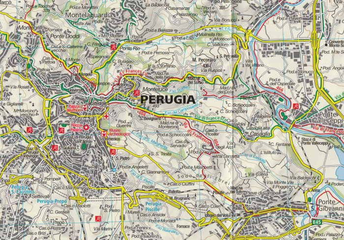 Umbria - Perugia, Assisi, Cittá di Castello Gubbio 1:50t mapa KOMPASS ...