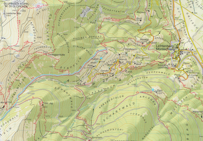 Vinschgau, Mals, Sesvenna, Val Venosta 1:25 000 turistická mapa TABACCO ...