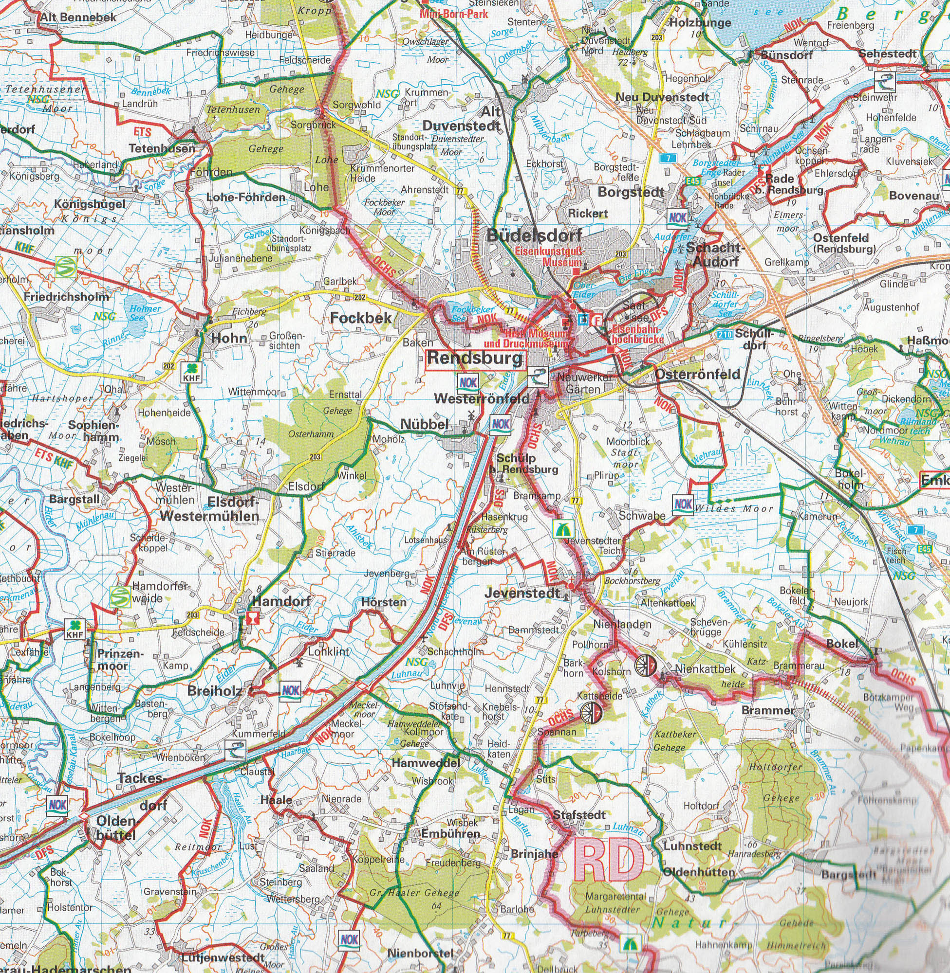 RTK 2 Holstein / Hamburg 1:150.000 cyklomapa ADFC | International ...
