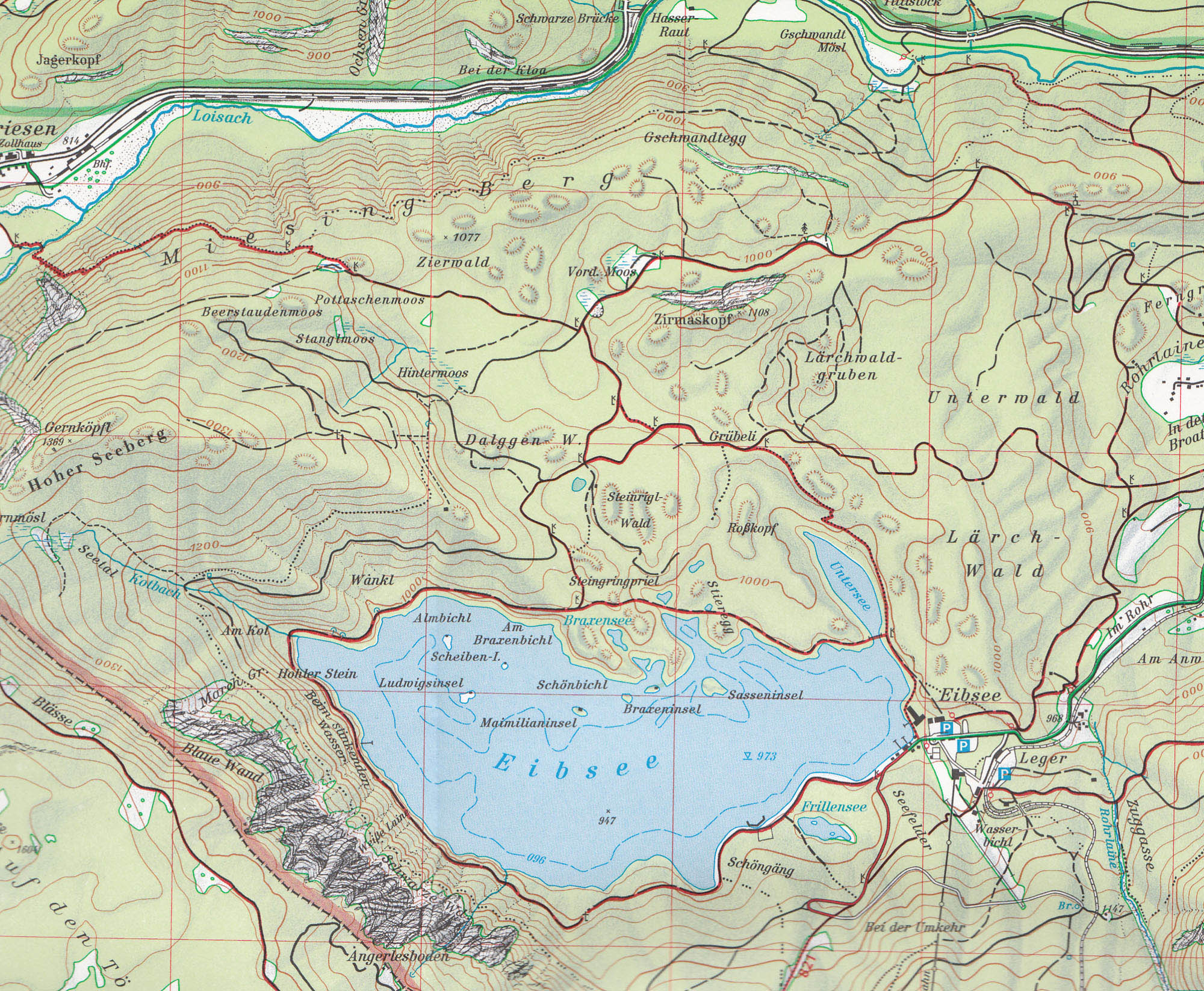 Wetterstein- und Mieminger Gebirge Střed 1:25 000, turistická mapa ...