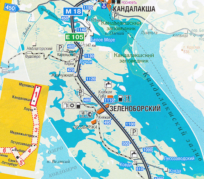 St.Petersburg to Murmansk 1:600 000 Route Map & Murmansk 1:17 500 ...