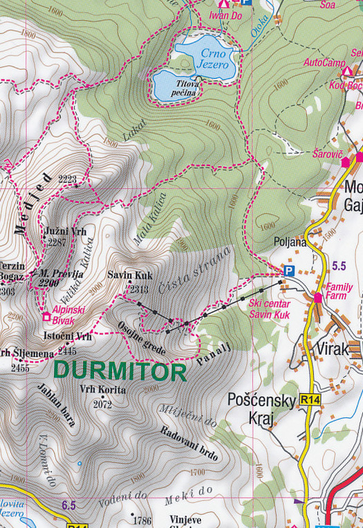 Prokletje, Durmitor 1:65.000 turistická mapa TQ | International Travel ...