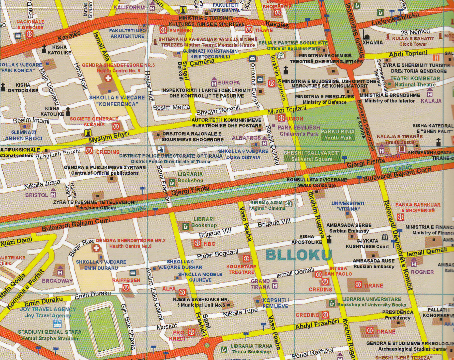 Tirana (Albánie) 1:10t plán města VEKTOR | International Travel Maps CZ
